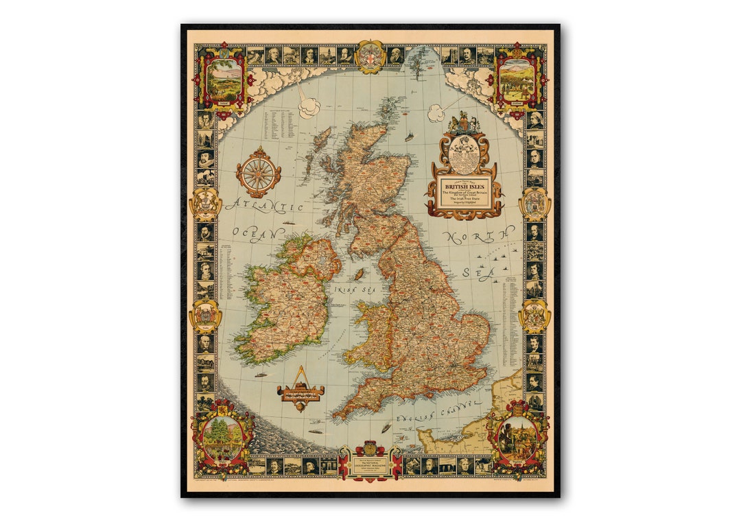 Story Map of United Kingdom Great Britain Vintage Map | Vintage Poster ...
