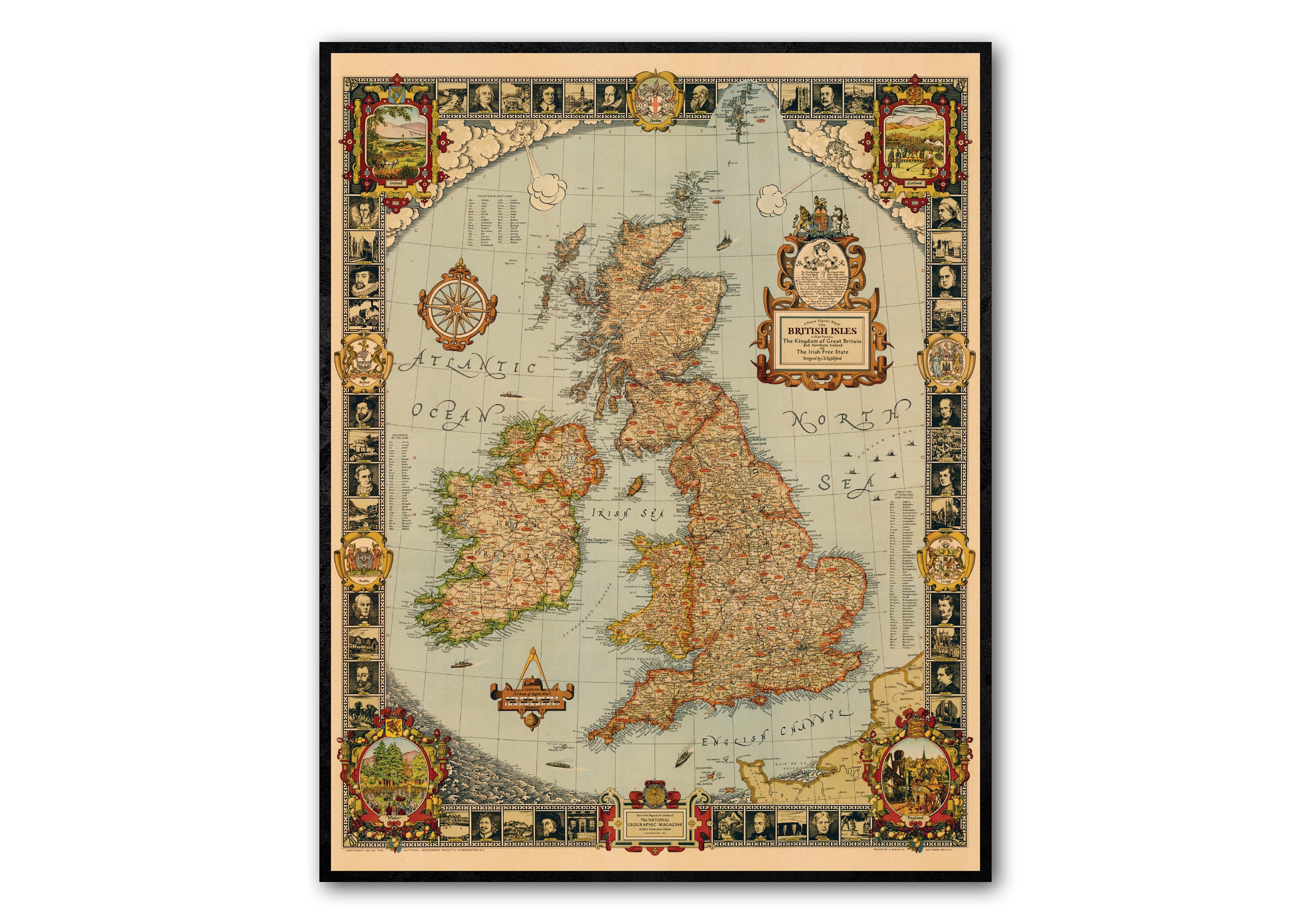 Story Map of United Kingdom Great Britain Vintage Map - Etsy UK