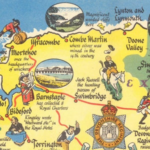 Devon Map, the Shire of Great Seamen | Pictorial Map of Devon, England ...