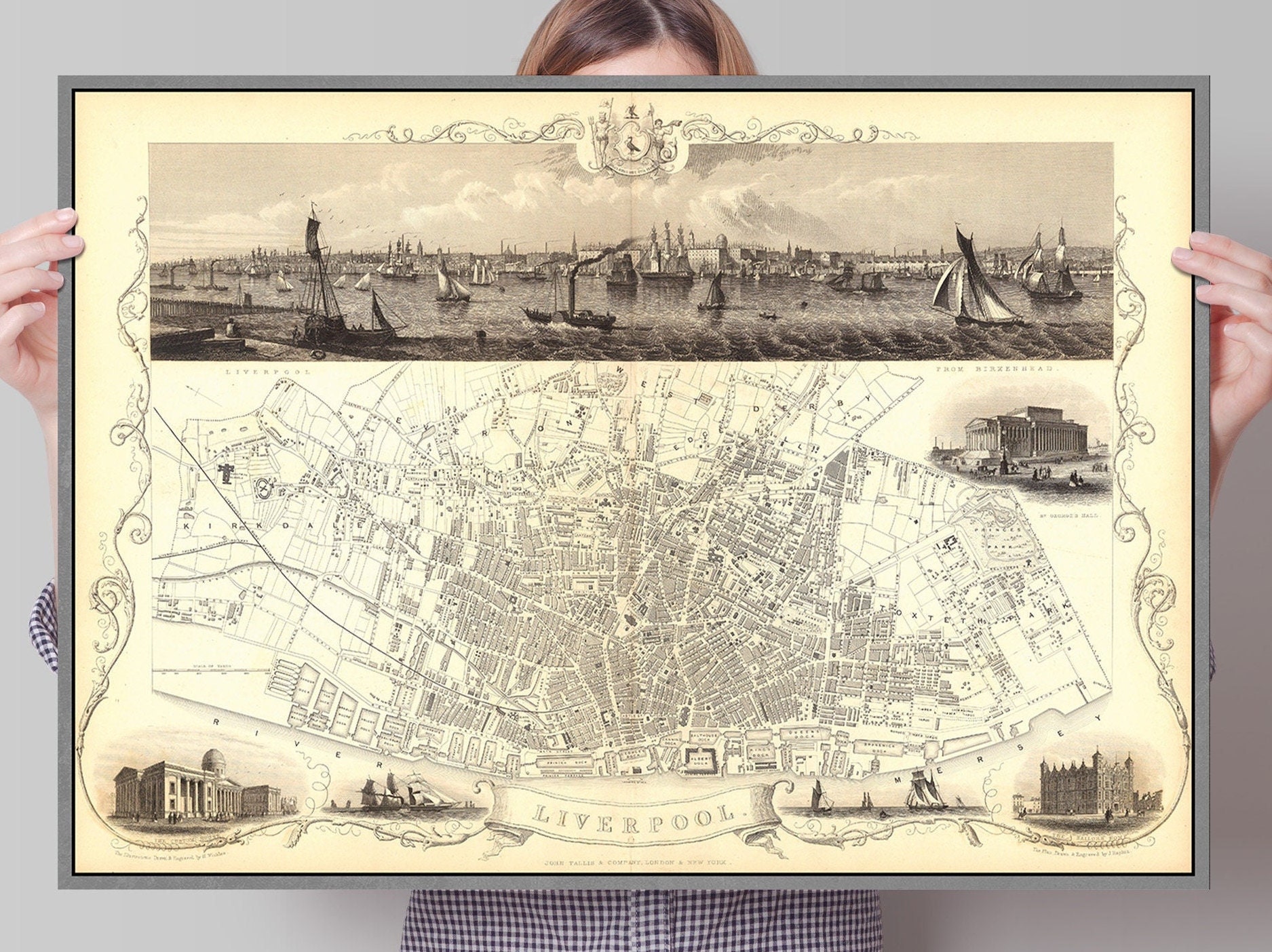 Old Map of Liverpool| Merseyside Antique Map| Vintage Pictorial Print ...