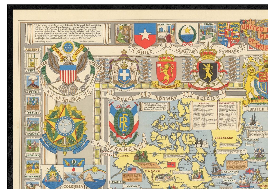 United Nations Map of the World Vintage Map Reproduction | Etsy UK