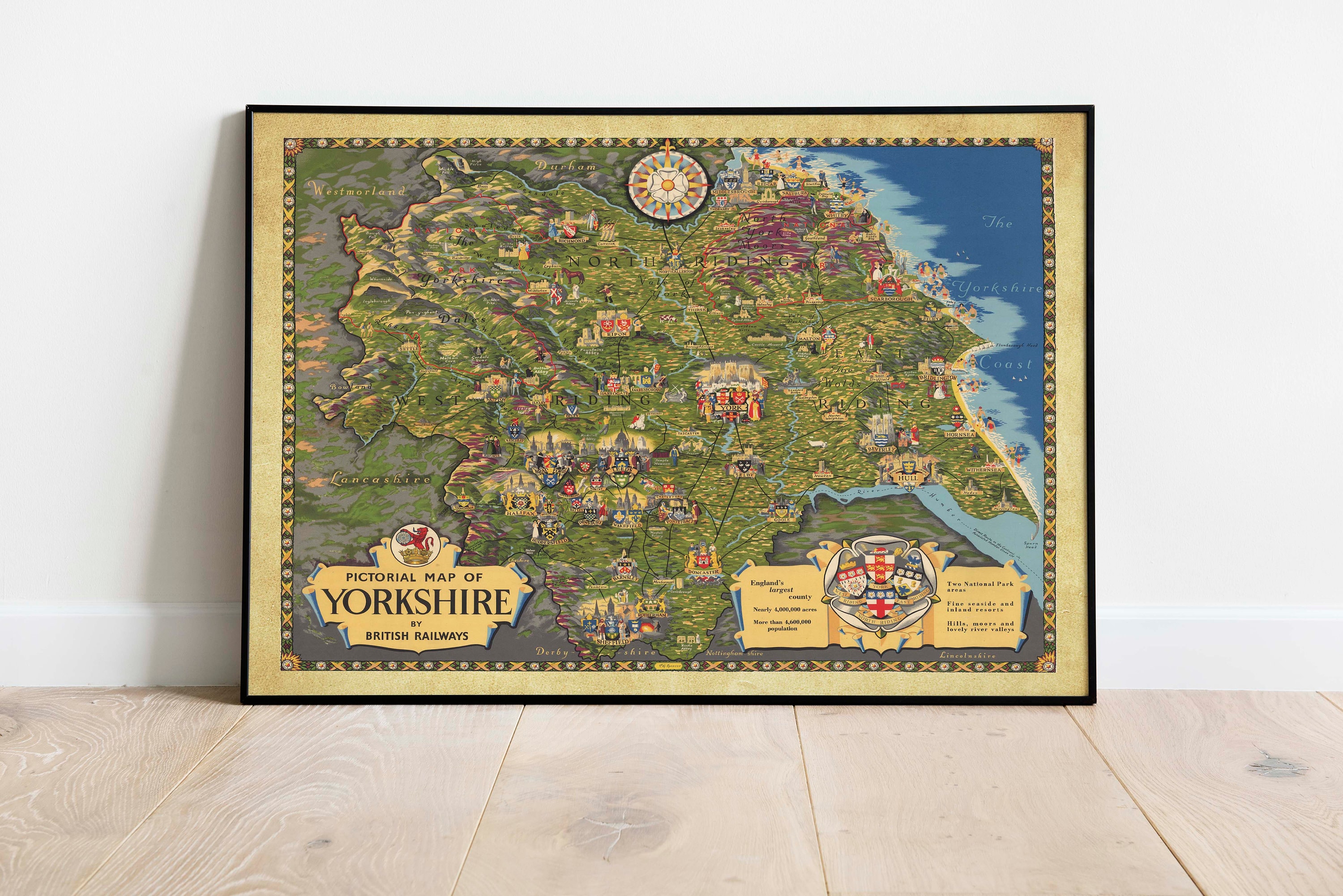 Old Map of Yorkshire Vintage England British Map - Etsy UK