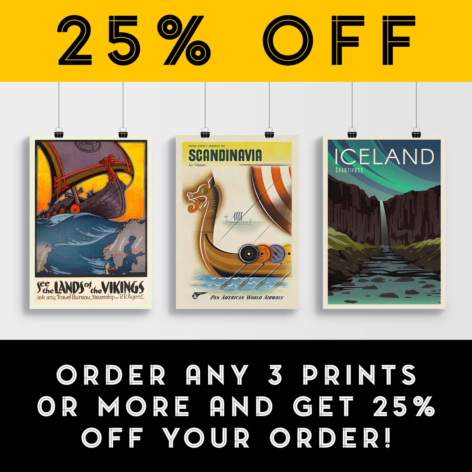 Vikings Travel Poster - See the Land of the Vikings - Nordic Art ...