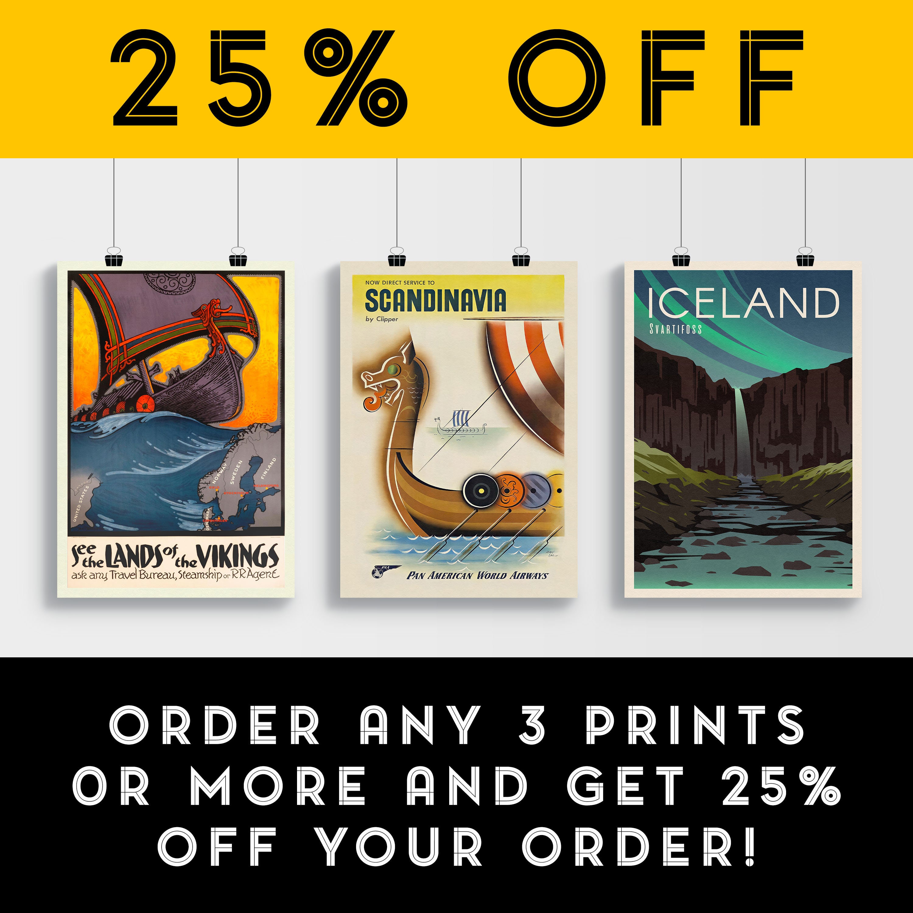 Vikings Travel Poster - See the Land of the Vikings - Nordic Art ...