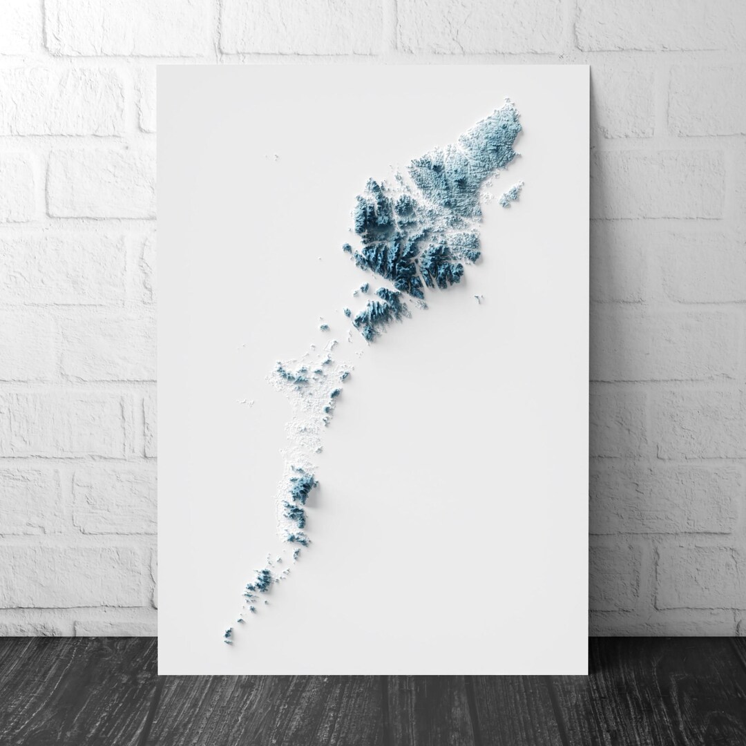 Outer Hebrides Art Relief Map - Harris and Lewis - 2D Print - Scotland ...