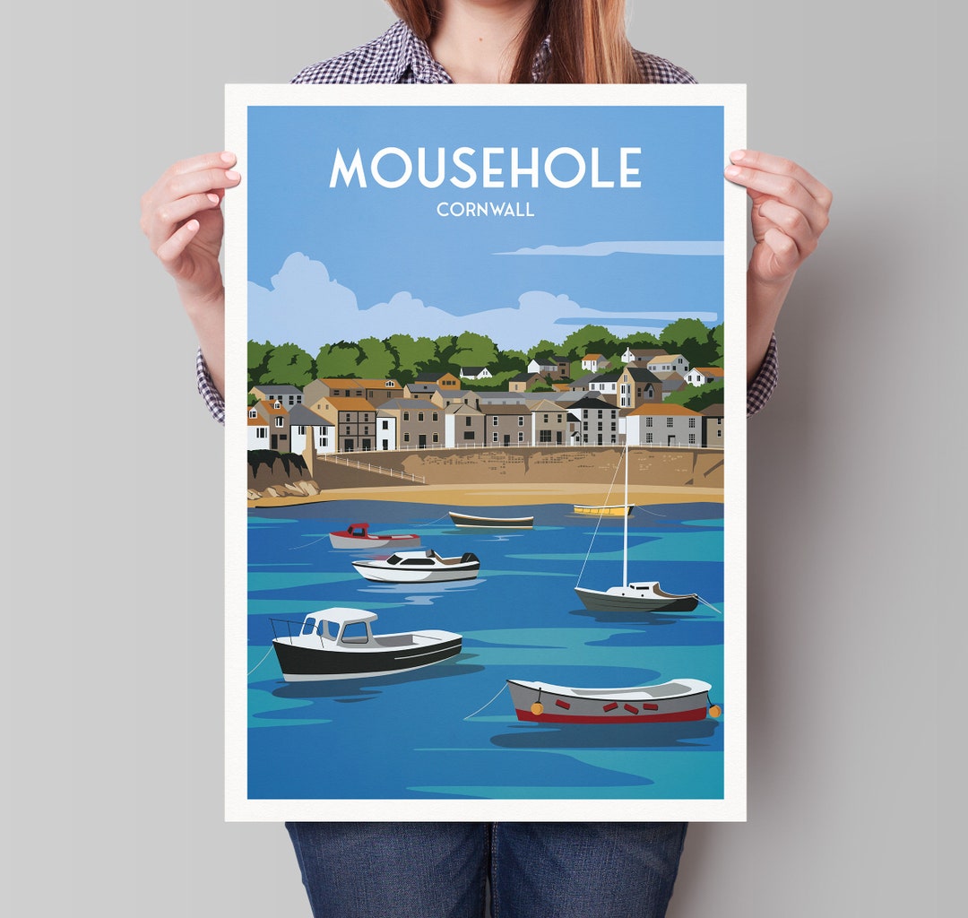 Mousehole Print - Cornwall Travel Poster - England - Mousehole Harbour ...