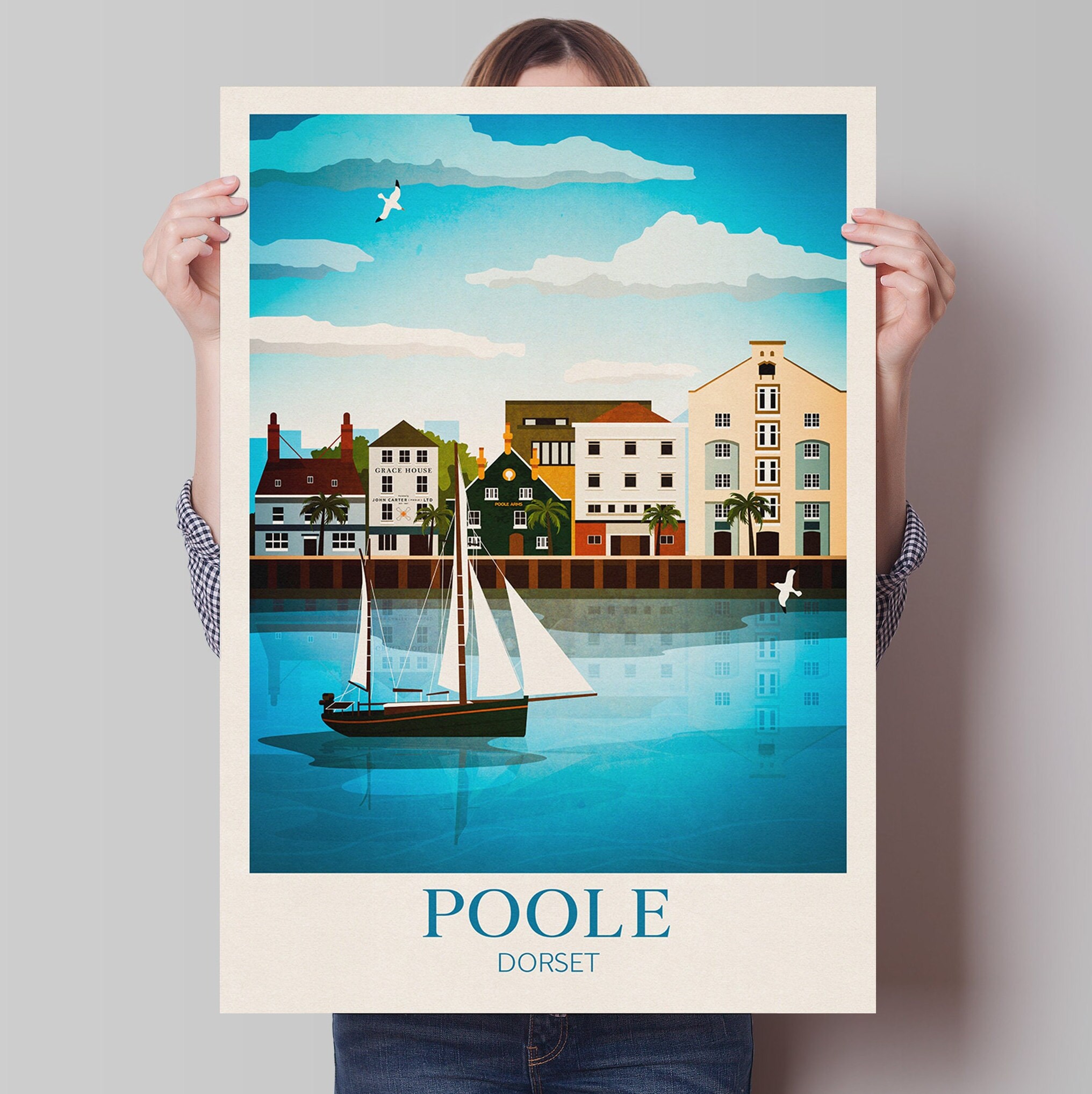 Poole Travel Poster Dorset Wall Art England Travel Print - Etsy UK