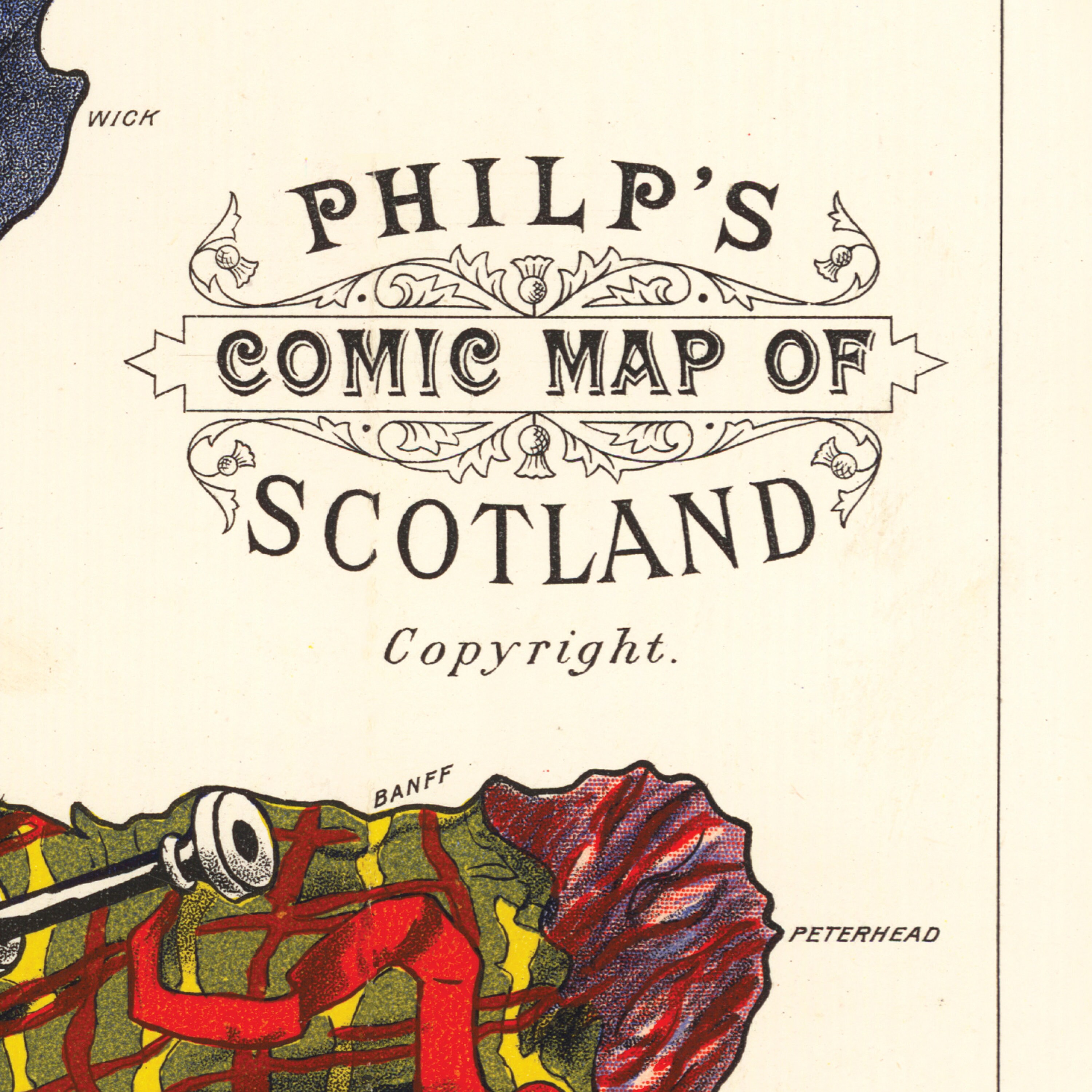 Comical Map of Scotland Philp's Comic Map of Scotland - Etsy UK