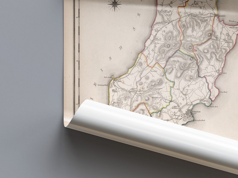 Old Map of Isle of Man Vintage Poster Samuel Lewis 1844 - Etsy UK