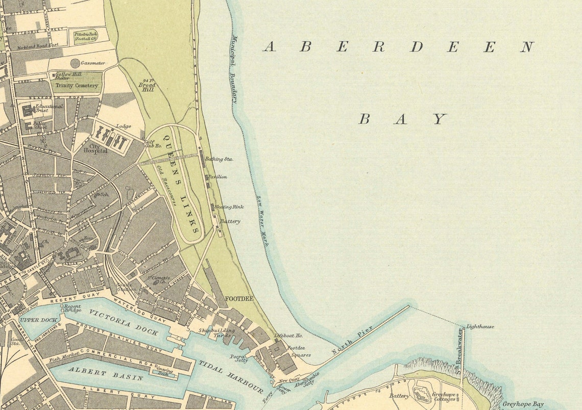 Aberdeen Map | Old Antique Map | 1912 |old Map Wall Print| Poster Wall ...