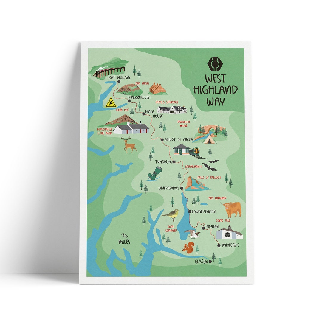 West Highland Way Map | Milngavie to Fort William | Scottish Trails ...