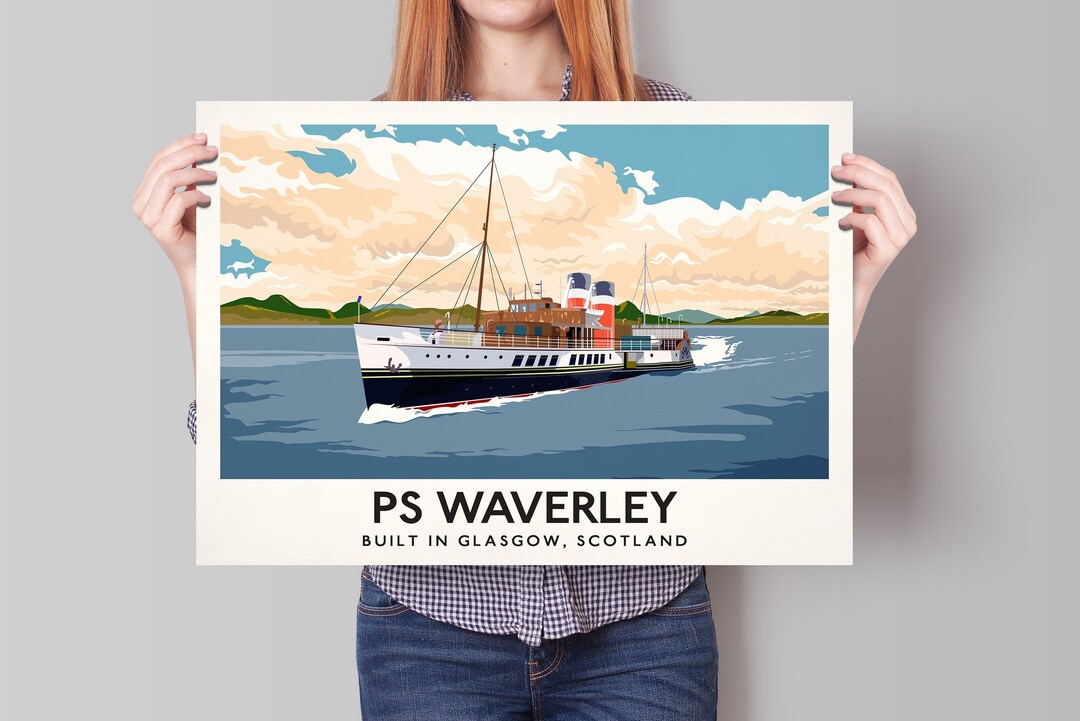 PS Waverley - Vintage Style Railway Travel Poster Art of Last Seagoing ...