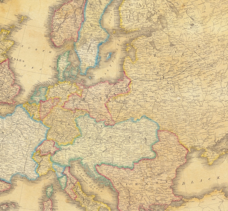 Old Map of Europe | 1855 | Vintage Poster | Pictorial European Map ...