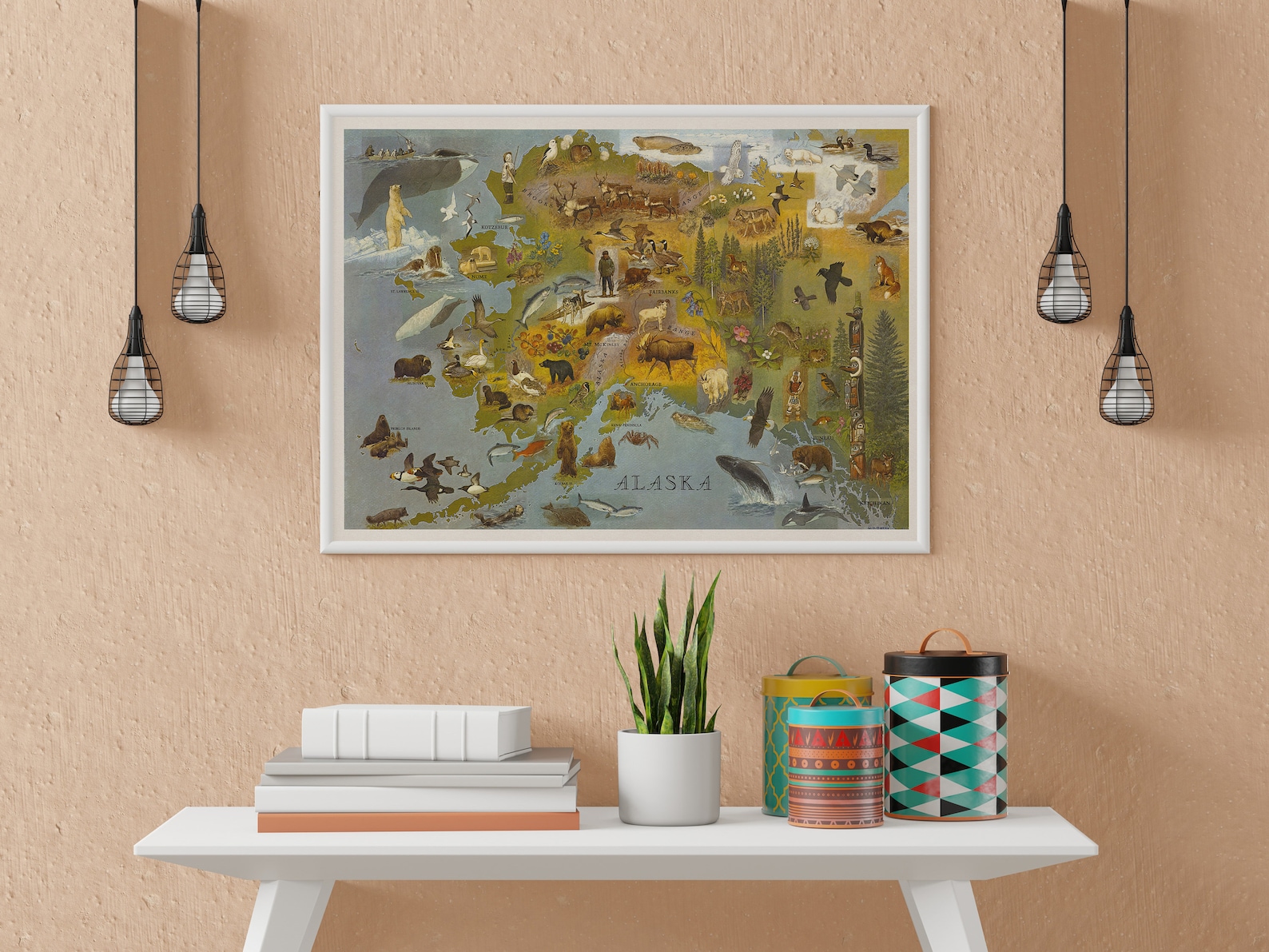 Alaska Pictorial Map, Vintage Alaskan Wall Art - Etsy