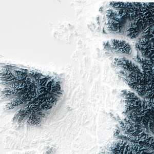 Washington Art Relief Map - 2D Print - USA Geology - 2D Shaded Relief ...