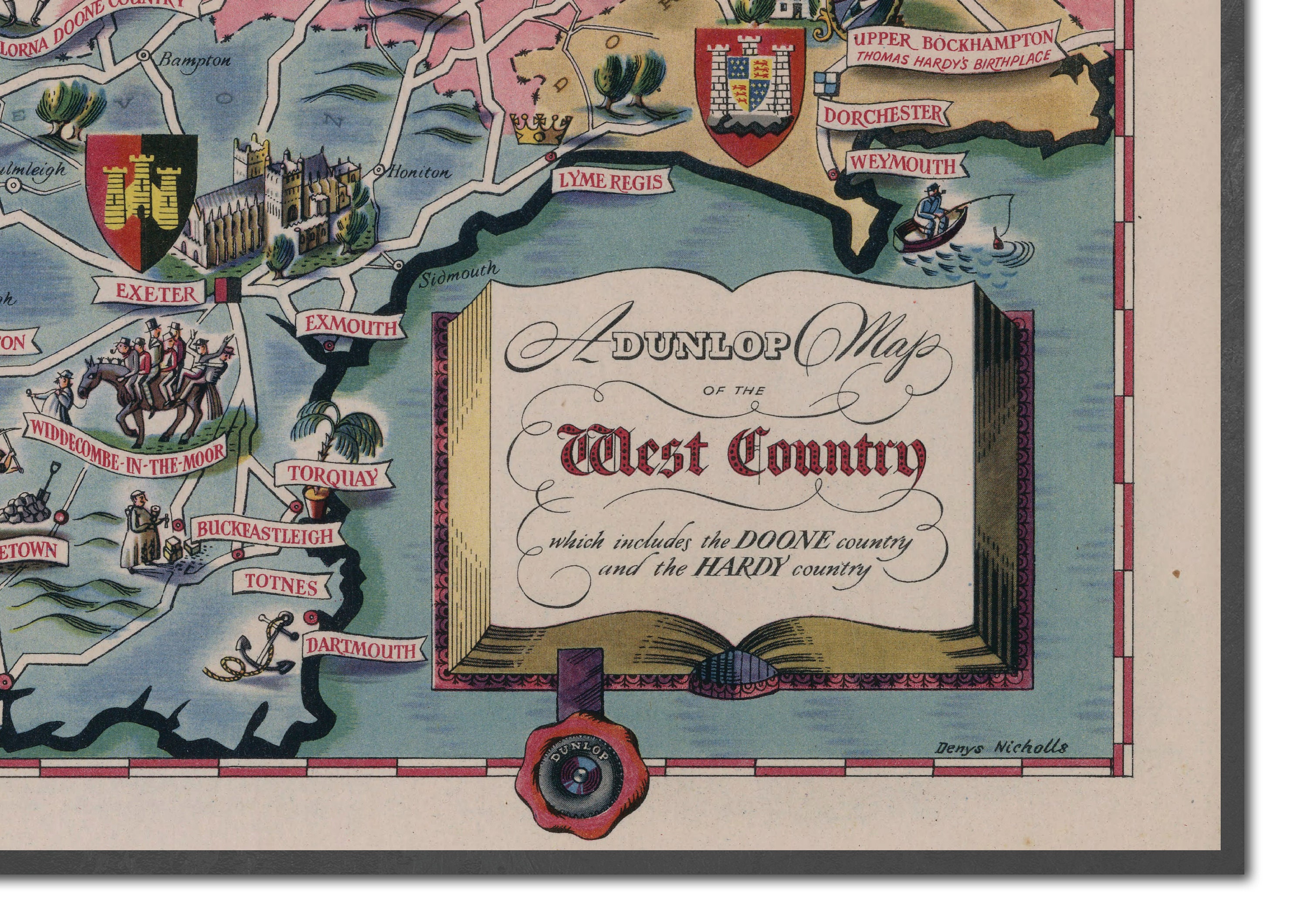 South West England Pictorial Map | A Dunlop Map of the West Country ...