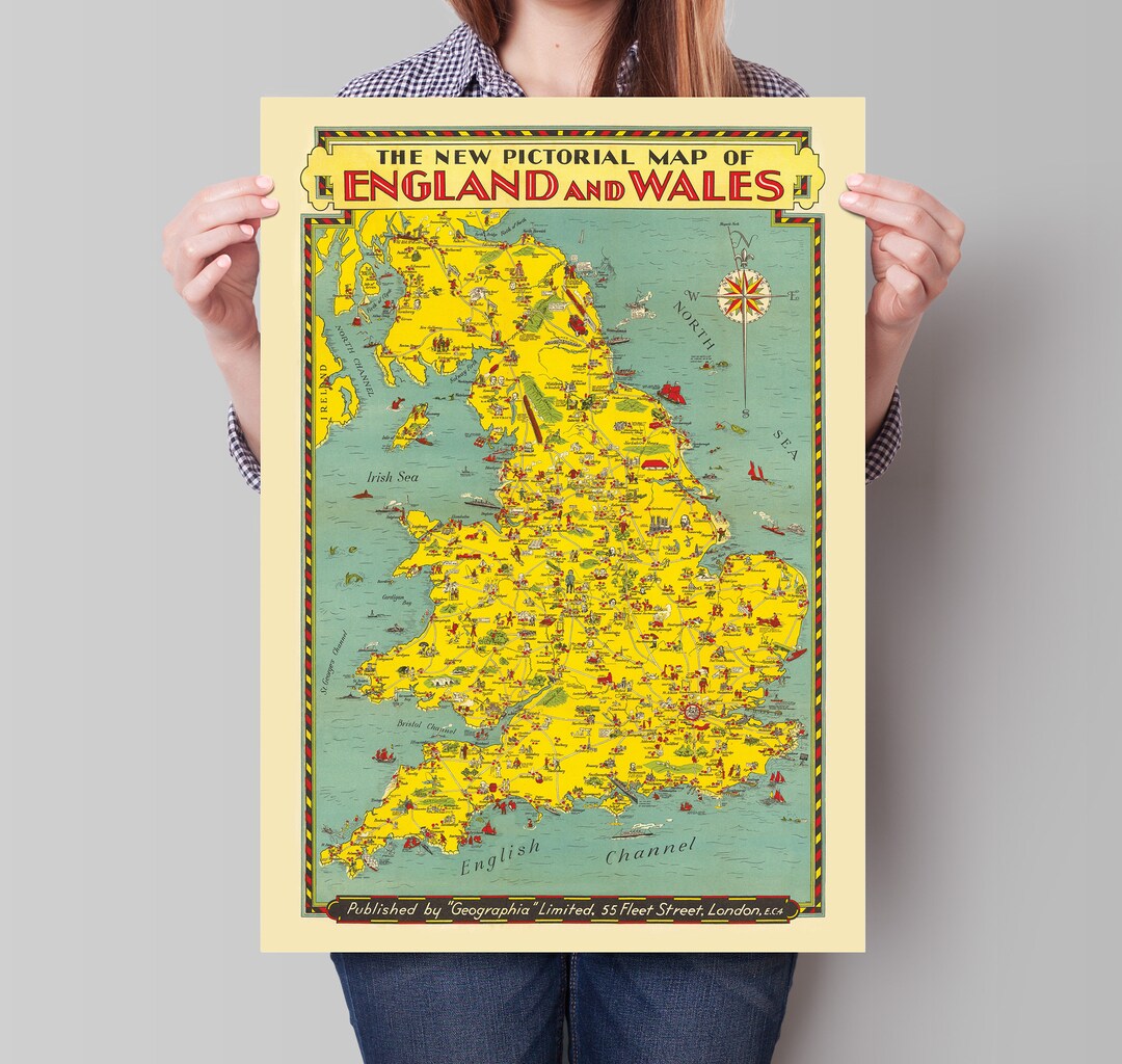 The New Pictorial Map of England and Wales - 1935 - Vintage Map ...