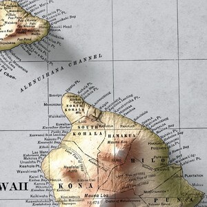 Hawaii Map - USA - 1901 Retro Print - 2d Shaded Map - Kauai - Maui ...