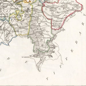 Galway County Map, Old Vintage Irish Print - Ballinahinch - Dunmore ...