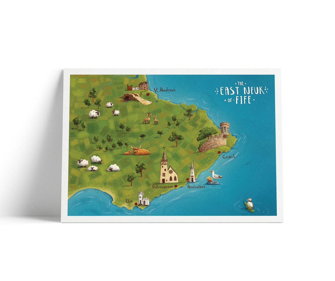 New East Neuk of Fife Illustrated Map | Elie | Pittenweem | Anstruther ...
