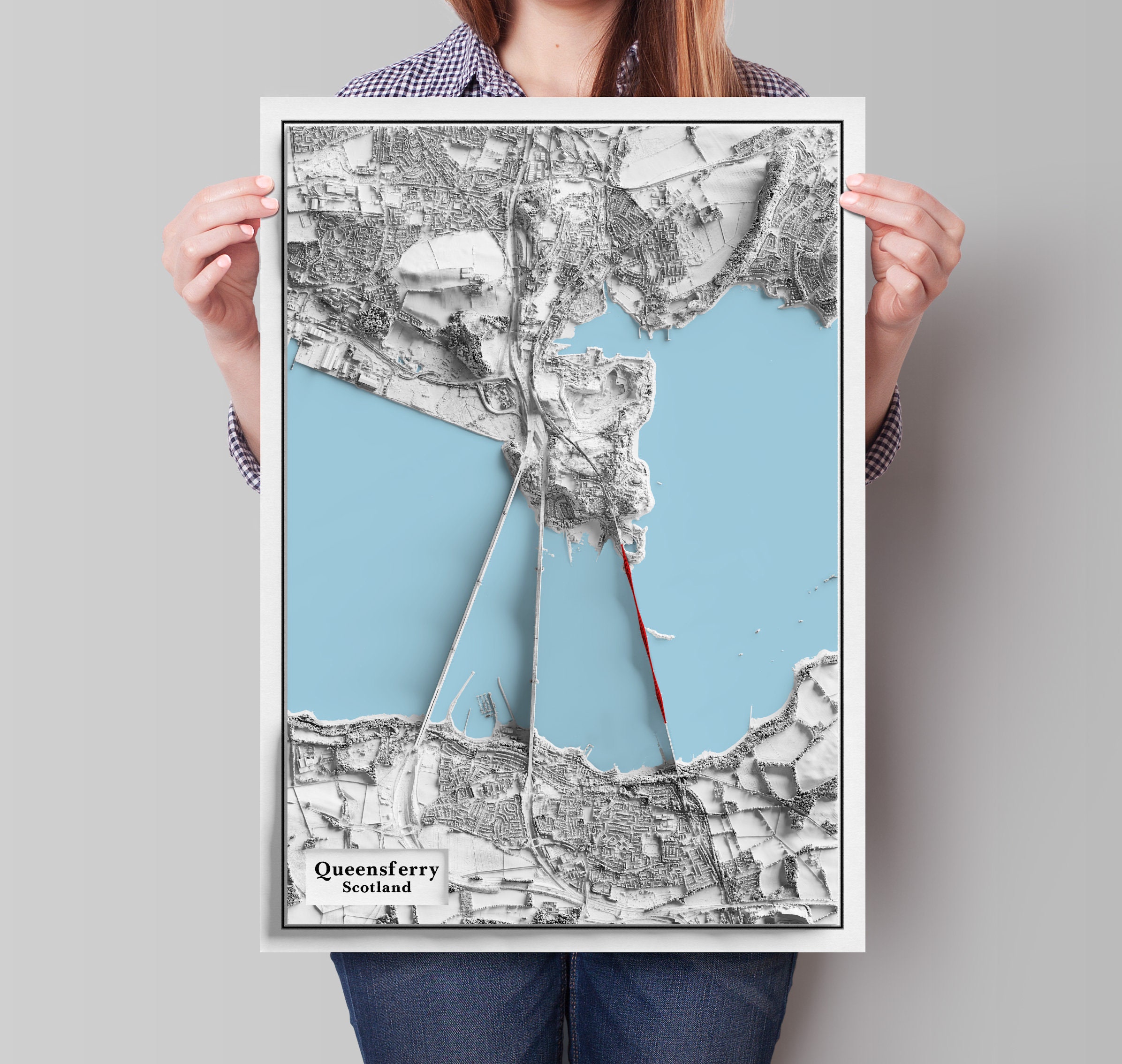 Queensferry Print - Shaded Lidar Relief Map - Detailed Topography ...