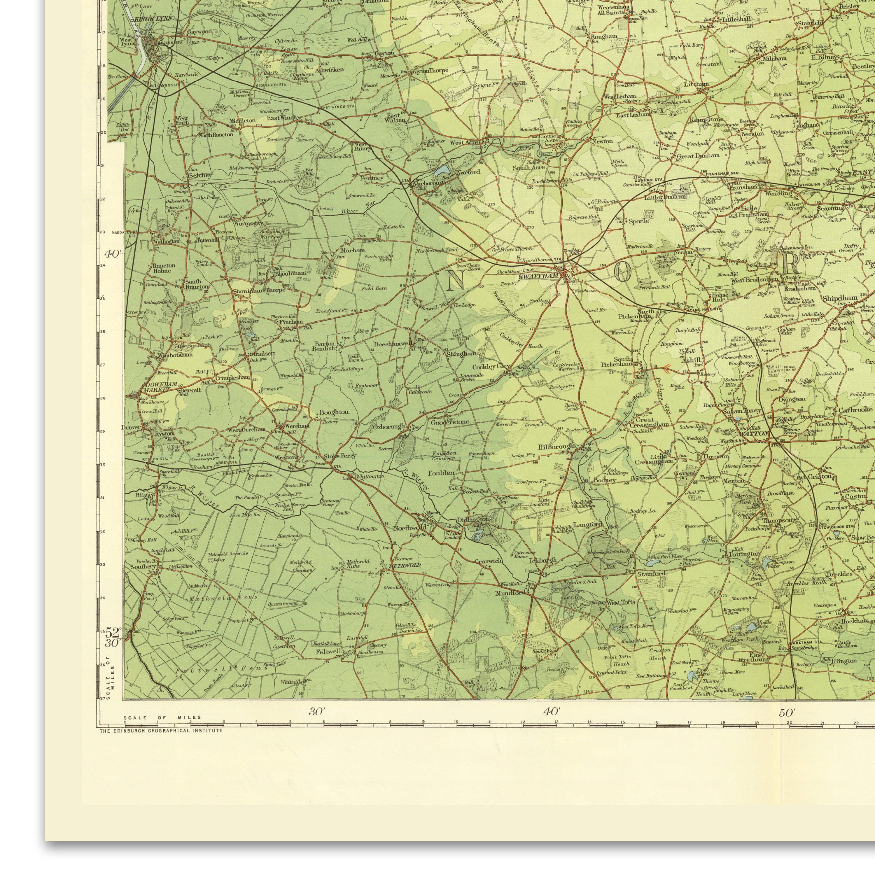 Old Norfolk Map | 1903 | English Maps | Bartholomew Poster Wall Art ...