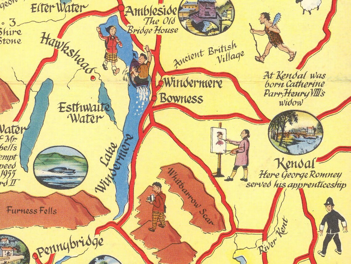 Lake District Map | Pictorial Poster | Ullswater | Keswick ...