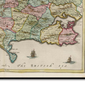 Ancient Dorset Map | Old Antique Map of Dorset |1665 |old Map Wall ...