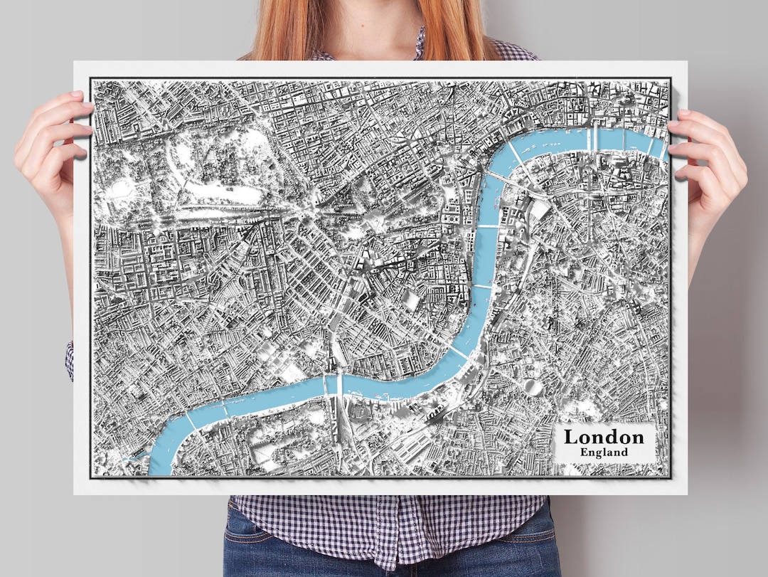 London City Relief Map Print - Detailed Topographic Map - Lidar Map - Etsy