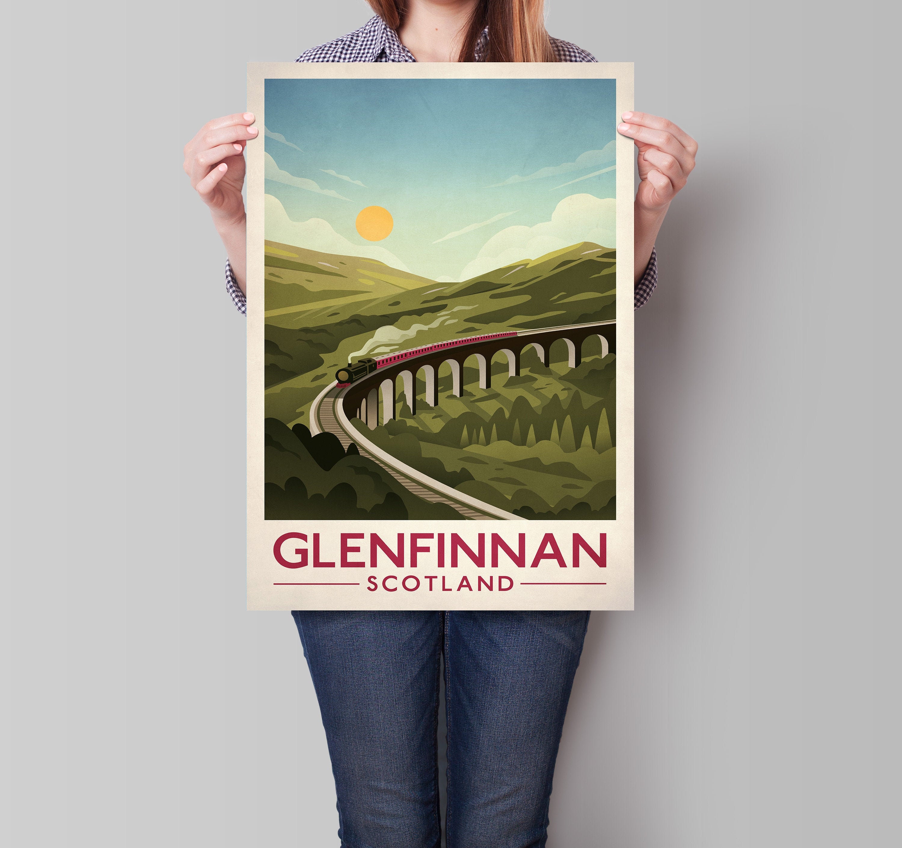 Glenfinnan Viaduct Poster, Railway Bridge Poster Vintage Jacobite Steam ...