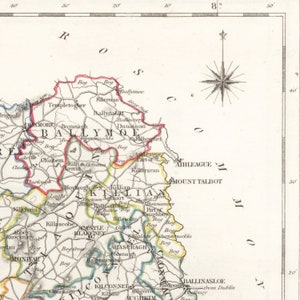 Galway County Map, Old Vintage Irish Print - Ballinahinch - Dunmore ...