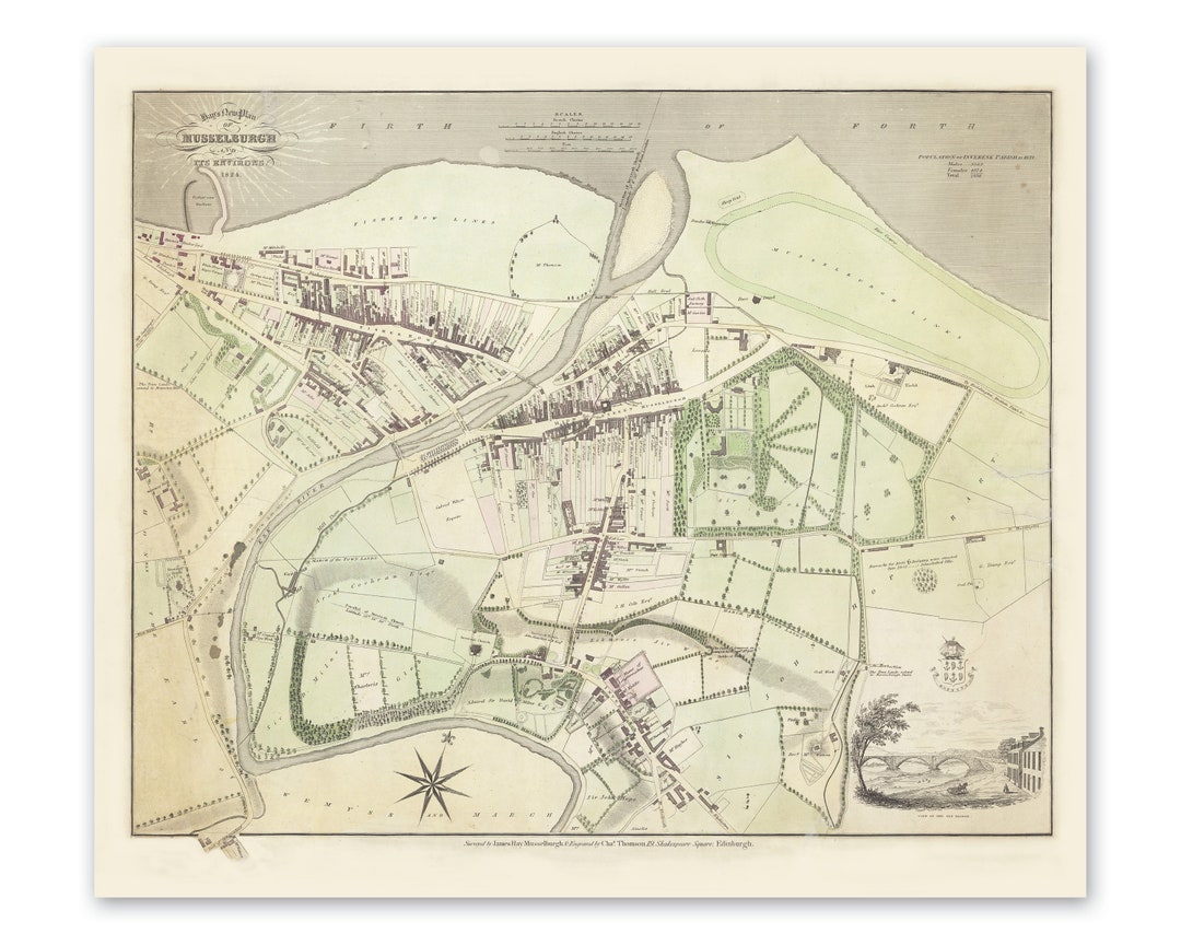 Musselburgh Map | Hay's New Plan of Musselburgh and Its Environs | 1824 ...
