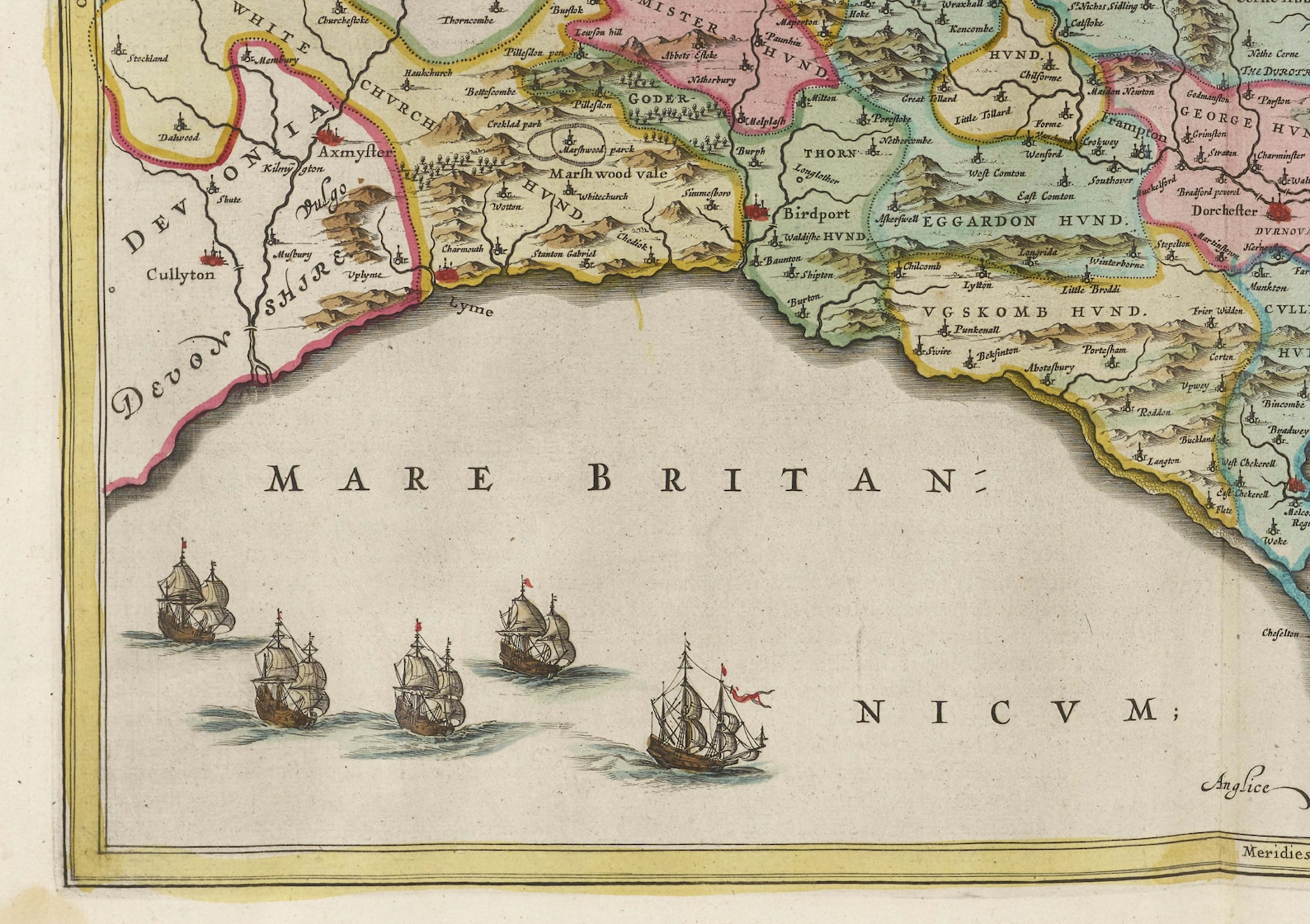 Ancient Dorset Map | Old Antique Map of Dorset |1665 |old Map Wall ...