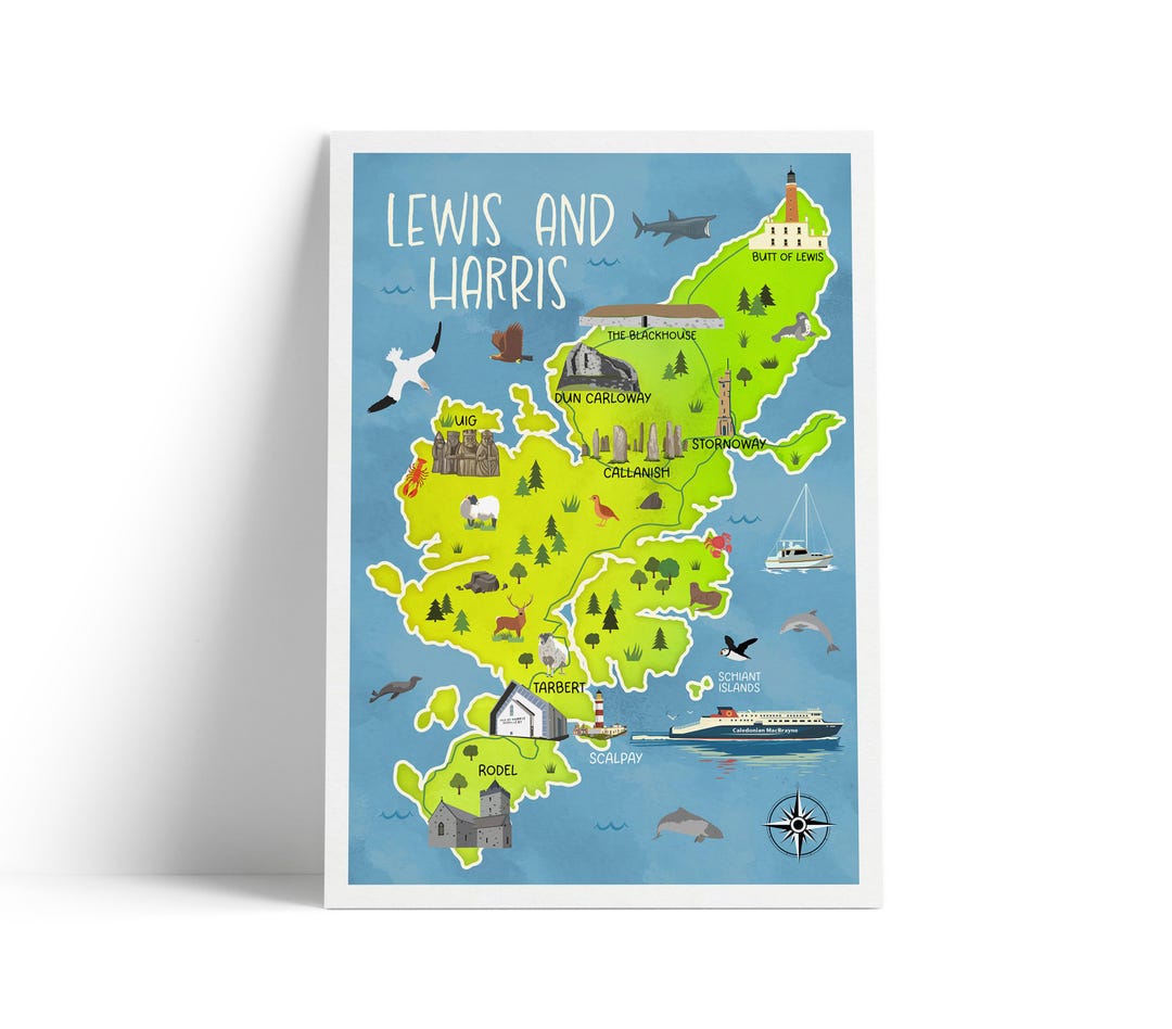 Lewis and Harris Illustrated Map Print | Isle of Lewis & Harris ...