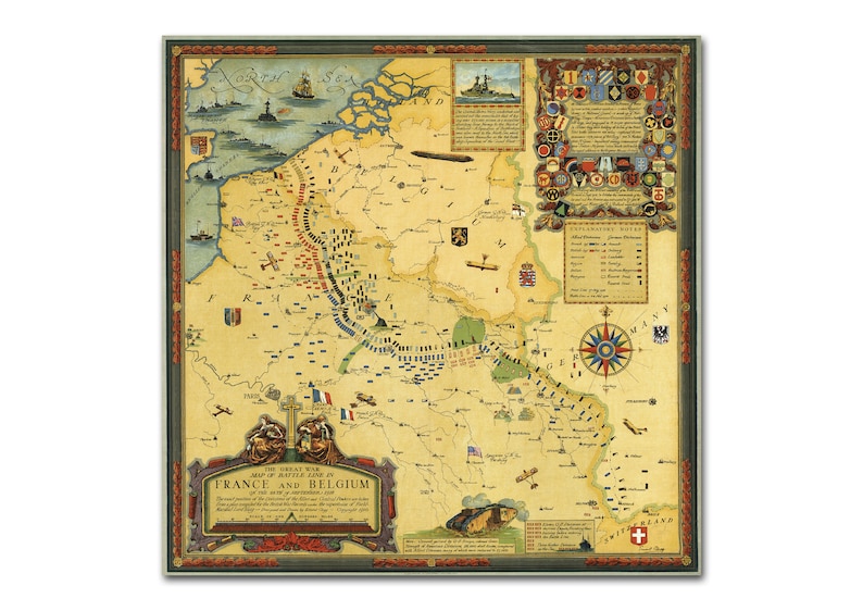 The Great War Map | Historic WW1 War Poster | Ernest Clegg | France ...