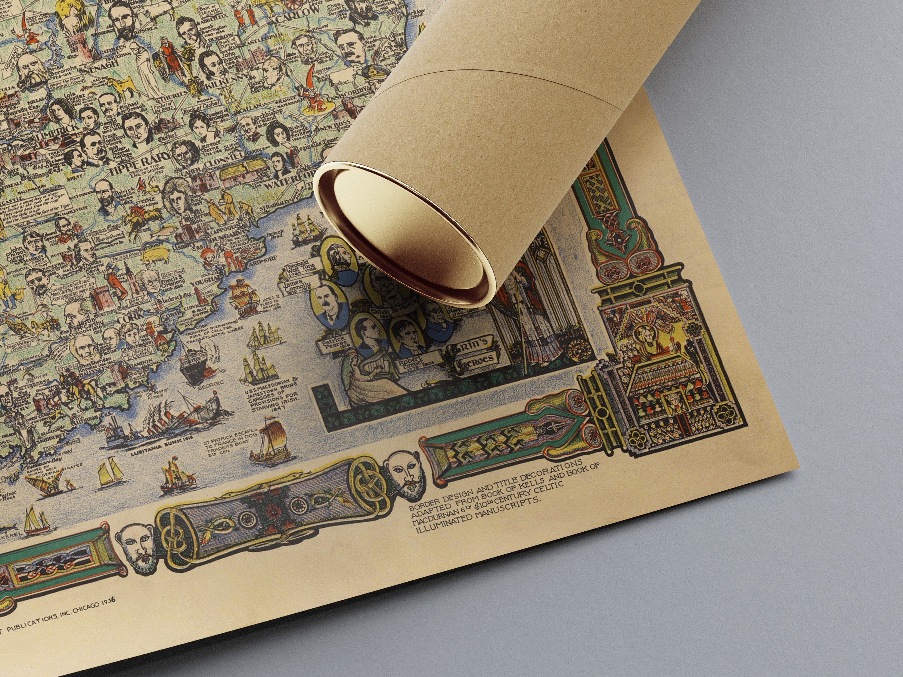 Story Map of Ireland Vintage Pictorial Irish Poster Featuring | Etsy UK