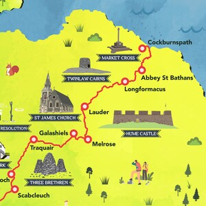 Illustrated Map of the Southern Upland Way - Featuring Stops ...