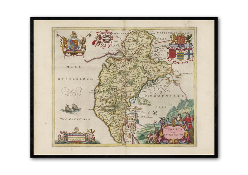 Ancient Cumbria Map | Cvmbria, Vulgo Cumberland| Old Antique Map of ...