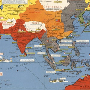 Dated Events War Map of World | World History Chart | WW2 | Home Decor | Wall Art Print | World ...