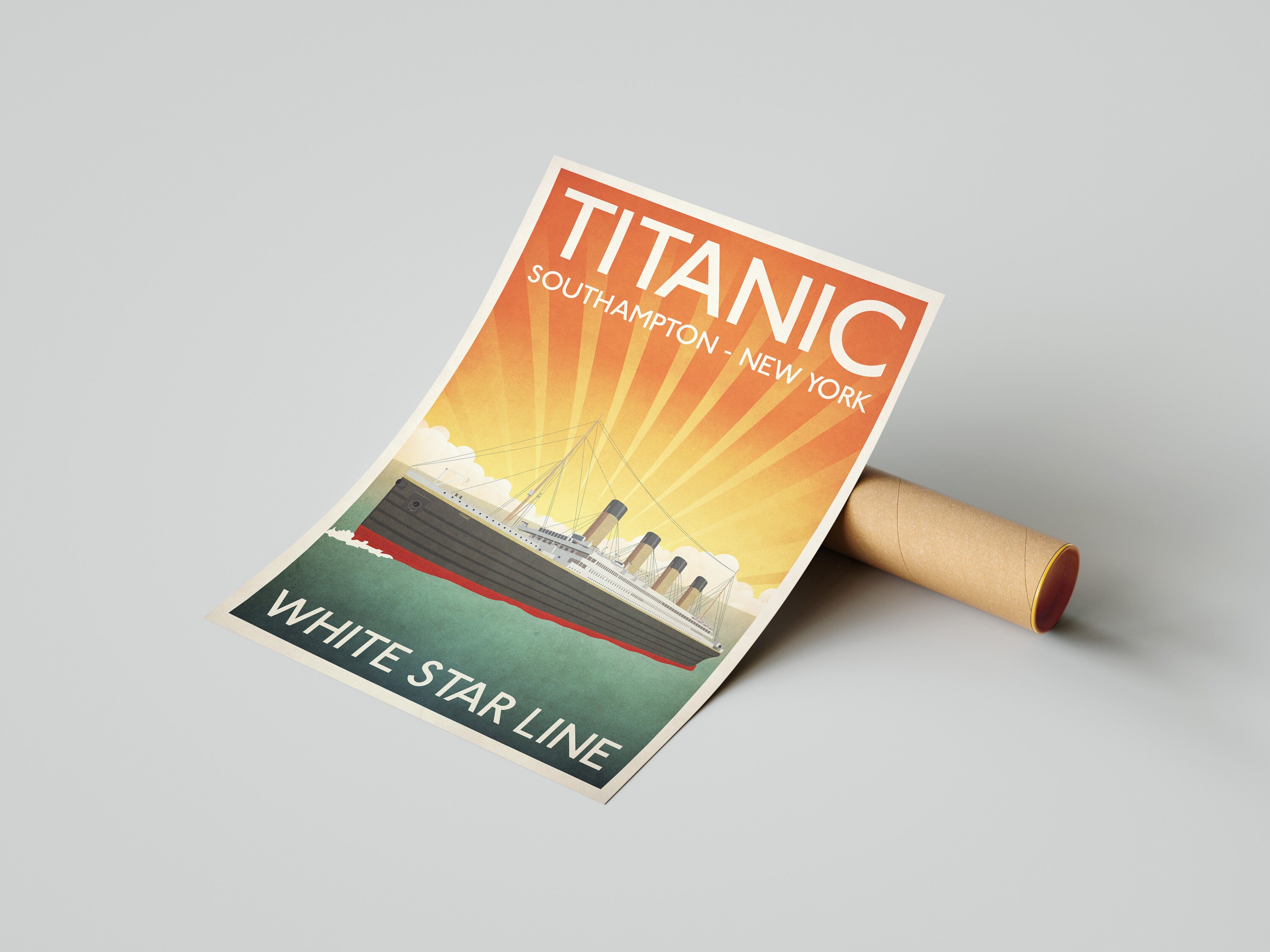 Titanic Travel Poster Retro Illustration of RMS Titanic - Etsy
