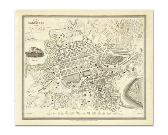 Old Edinburgh Map Plan of the City of Edinburgh Scotland | Etsy UK