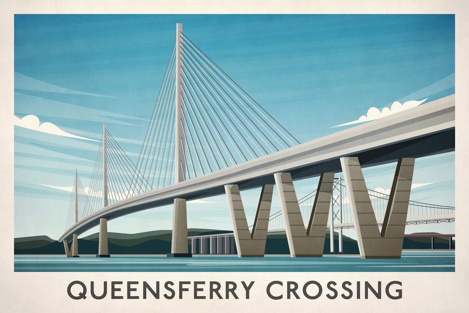 Queensferry Crossing Print Vintage Travel Poster Firth of - Etsy
