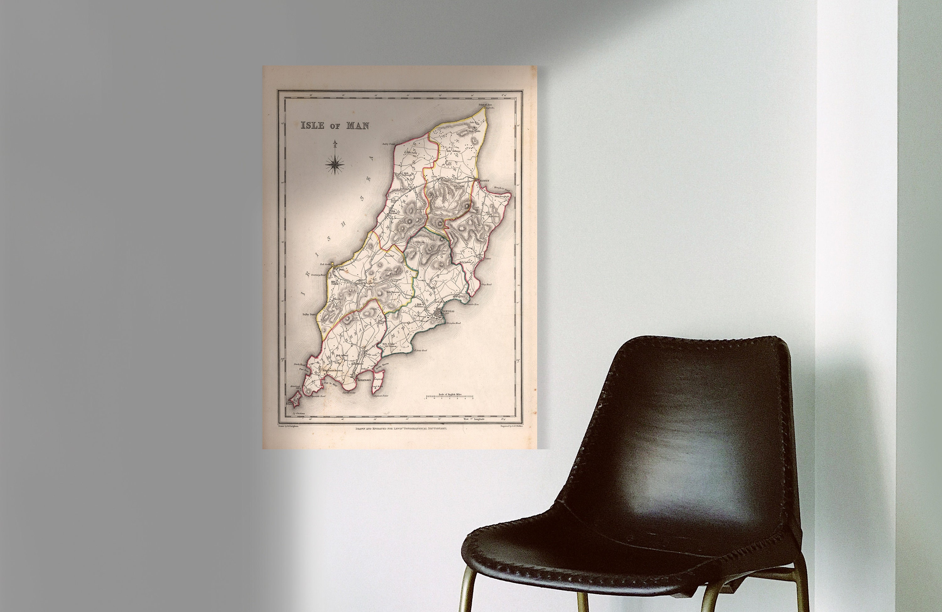 Old Map of Isle of Man Vintage Poster Samuel Lewis 1844 - Etsy UK