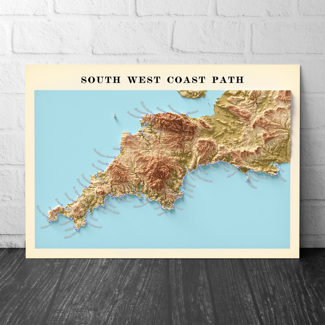 South West Coast Path Print | Cornwall - Devon - Dorset - Somerset ...