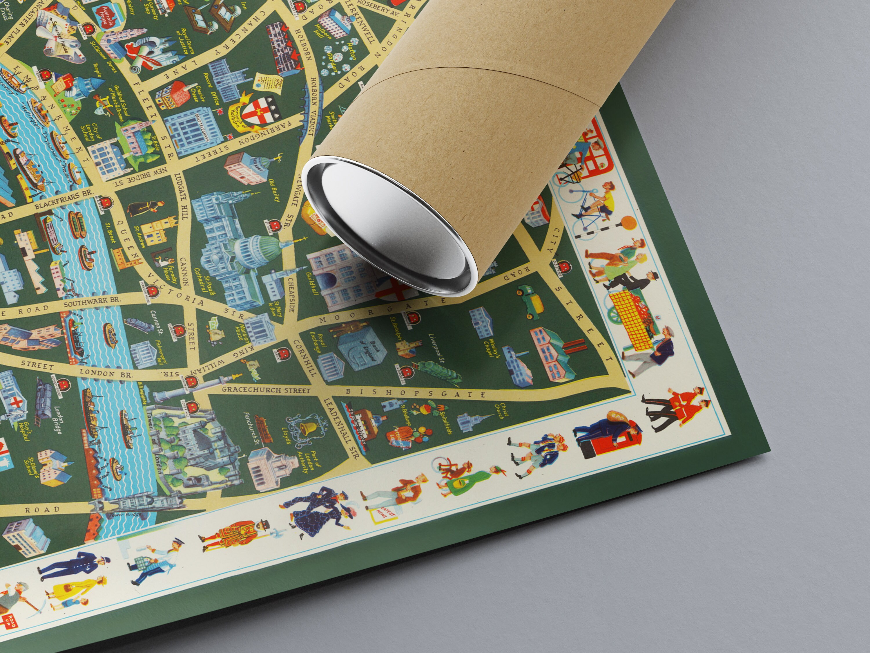 Old Pictorial Map of London the Daily Telegraph Picture Map - Etsy UK