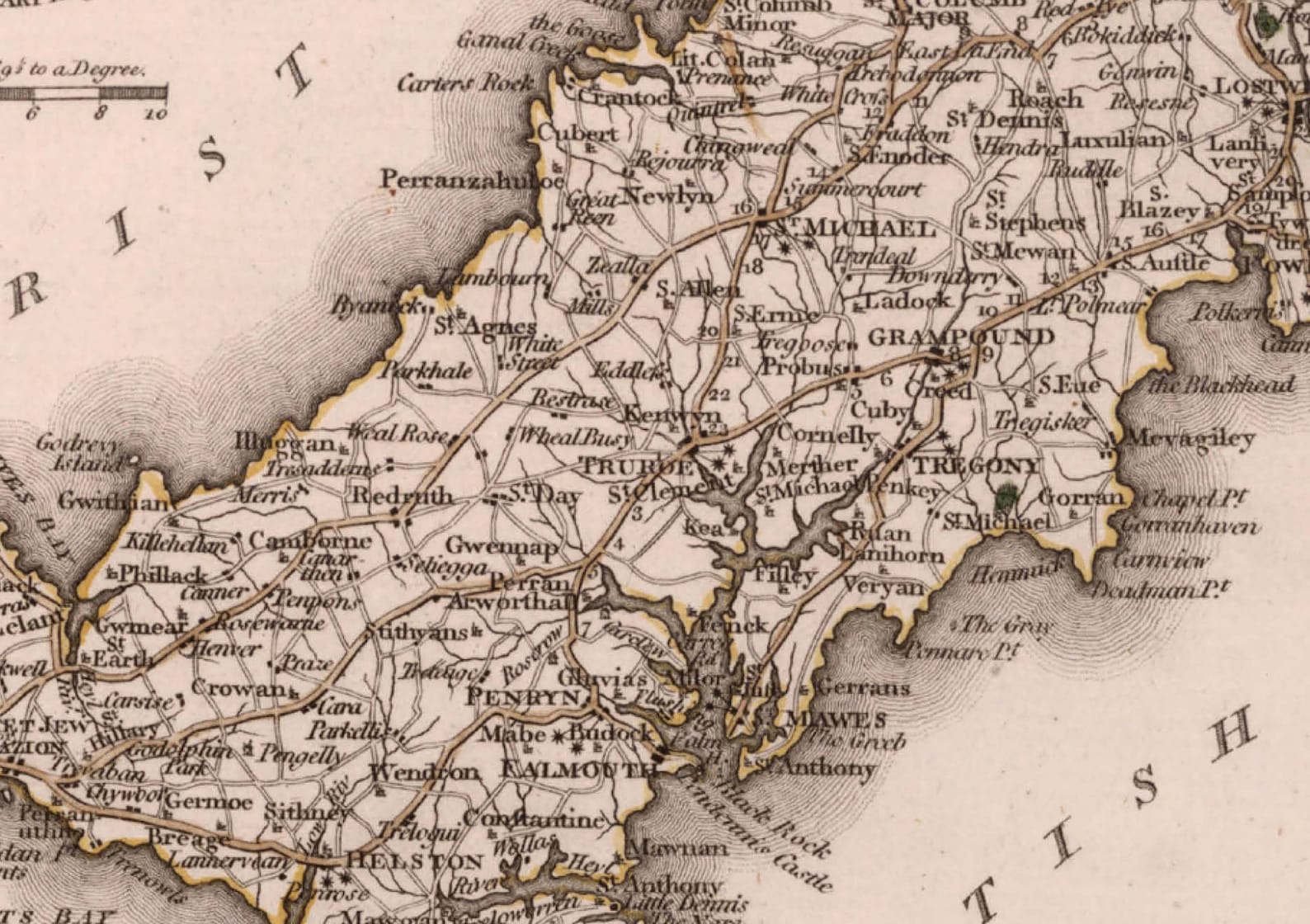 County Map of Cornwall Circa 1787 | Vintage Antique | Old Map Wall ...