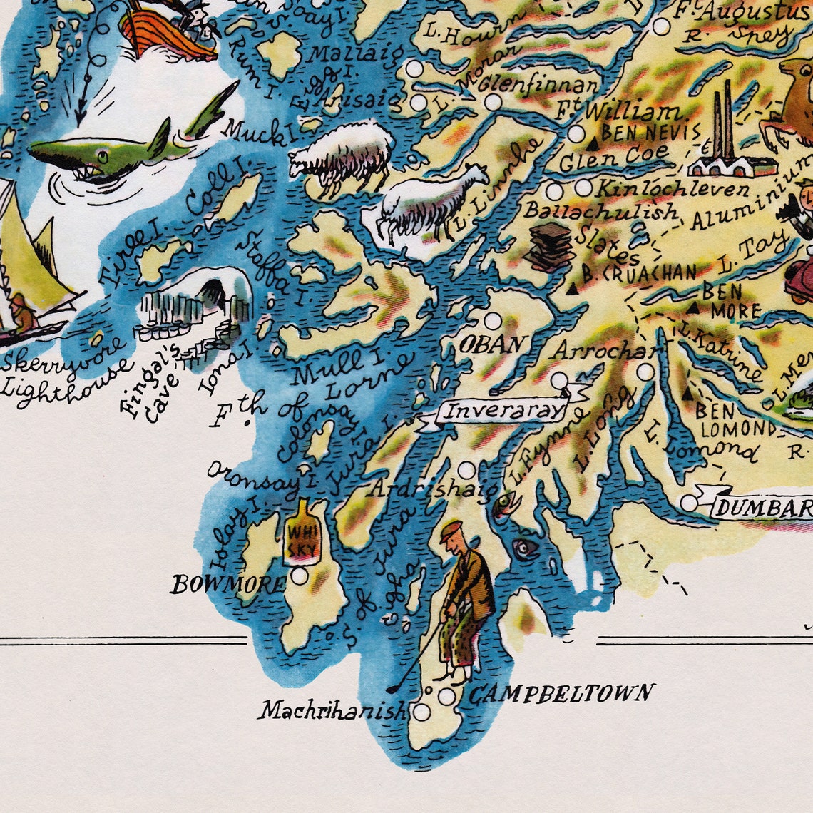 Map of the Scottish Highlands Pictorial Print Lerwick - Etsy UK