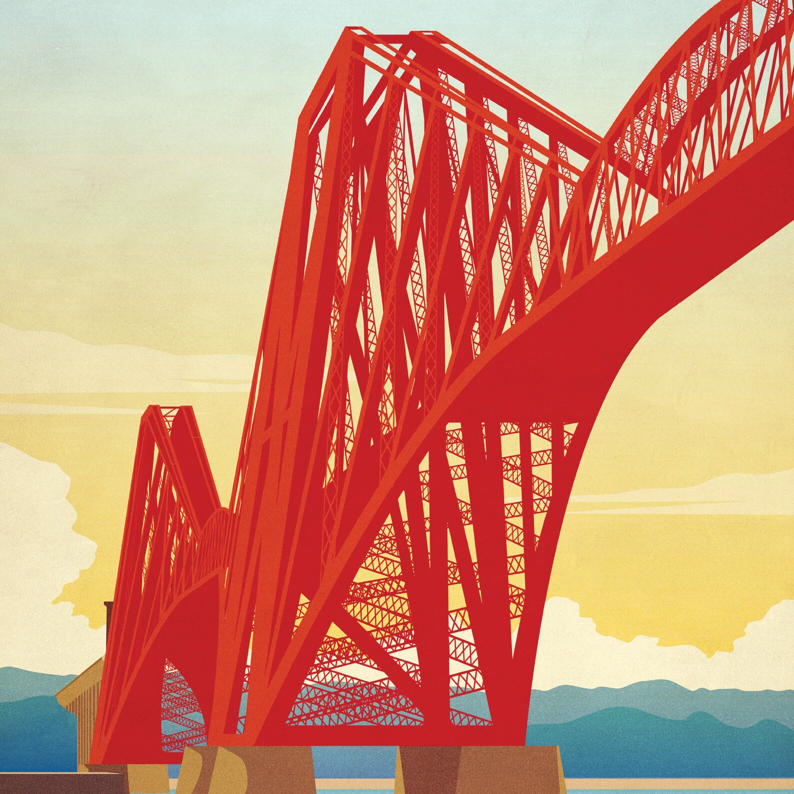 Forth Rail Bridge Travel Poster, Iillustration of Forth Rail Bridge ...