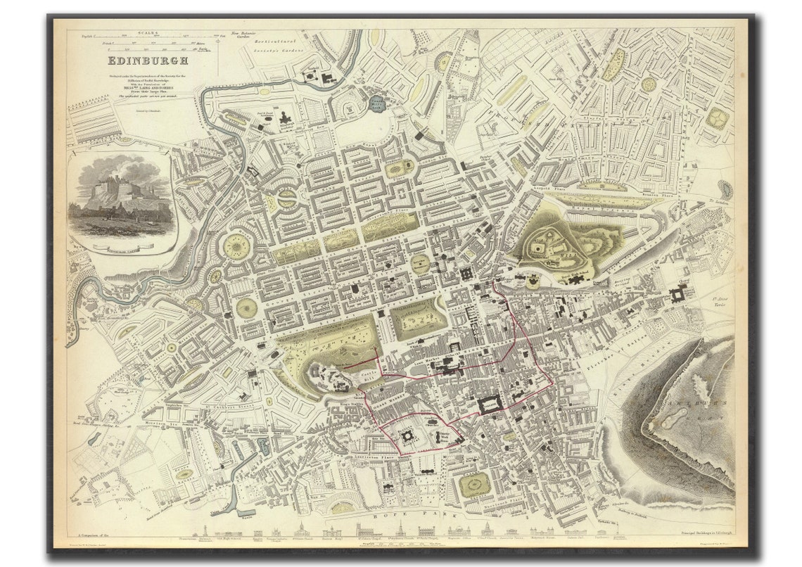 Edinburgh Map Scotland Ancient Map Edinburgh City Plan Map - Etsy UK