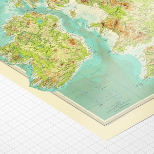British Isles Map - Bathyorographical - Ocean Depths and Mountain ...